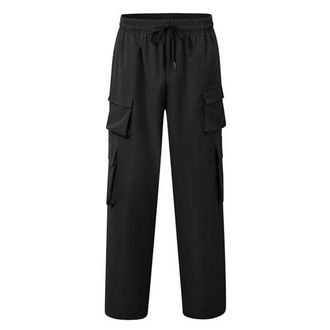 Generic Pantalon cargo pour homme 2026 - Pantalon de jogging pour homme - Broderie fine - Jambe large - Costume grande taille pour hommes, Noir, XXL