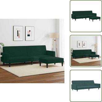 vidaXL The Living Store - Schlafsofa 2-Sitzer mit Fu&szlig;hocker Dunkelgr&uuml;n Samt - Samtsofa - Schlafsofa - Sofa Mit Betfunktion - G&auml;stebett - Wohnzimmersofa