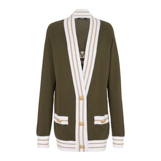 Balmain Cashmere-Cardigan mit Logo - - Knitwear - Damen - Gr&uuml;n - XS