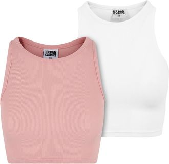 Urban Classics Damen Top Cropped Rib Top 2-Pack, 2er Pack Top für Frauen, kurz geschnitten, Slim Fit, erhältlich in vielen Farben, Größen XS-5XL