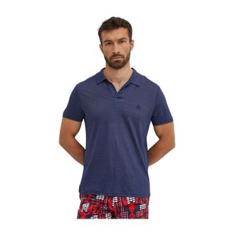 Vilebrequin Homme, Tops, Bleu, Taille: M Polo en lin Pyramid
