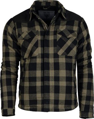 Mil-Tec Lumberjacket Herren - Gef&uuml;tterte Holzf&auml;llerjacke mit Teddyfutter - Holzf&auml;ller Hemdjacke Herren mit Cordura-Schulterverst&auml;rkung - Outdoor Jacke in Schw