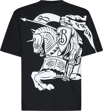 Burberry Homme, Tops, Noir, Taille: 3XS Equestrian Knight Cotton T-shirt