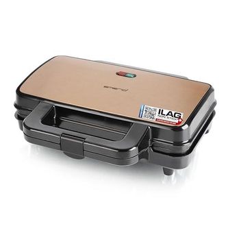Emerio XXL Sandwichmaker | Kupfer Edition | f&uuml;r 2 Sandwiches in Muschelform | K&auml;se l&auml;uft nicht aus & super leicht zu reinigen| PFAS-frei durch ILAG Antihaftb