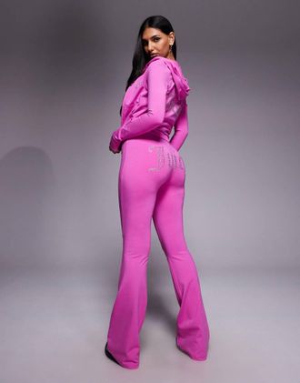 Juicy Couture Velours-Jogginghose in Pink mit niedrigem Bund, Tunnelzug und Strass-Logo, Kombiteil-Rosa