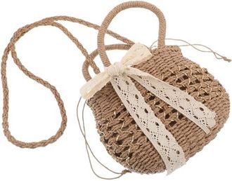 Soimiss OATIPHO Paquet Bandouli&egrave;re Tiss&eacute; &agrave; la Main pour Femme Paquet Seau en Paille Couleur Kaki L&eacute;ger et Spacieux Cabas de Plage Boh&egrave;me pour Vacances et Sort