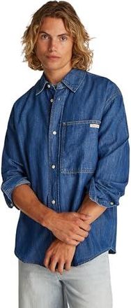 Calvin Klein Chemise en Jean Homme Linear Denim Regular Fit, Bleu (Denim Medium), XXL