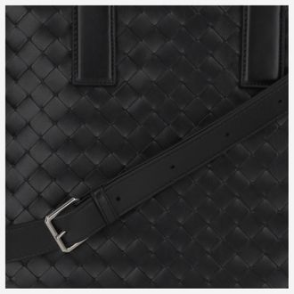 Bottega Veneta Mens Braided Tote Bag Black Calfskin Handbags Hand
