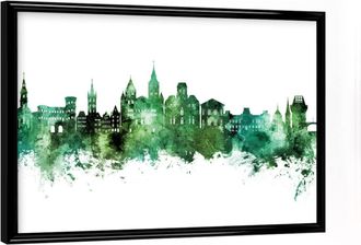 artboxONE Poster mit schwarzem Rahmen 18x13 cm St&auml;dte Trier Germany Skyline Green - Bild Trier Cityscape Deutschland