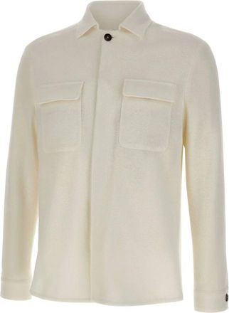 Eleventy Homme, Vestes, Blanc, Taille: S Veste en Lin et Coton