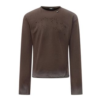 GCDS Laser Logo Slim Long Sleeve T-Shirt - - Tops - Herren - Braun - XL