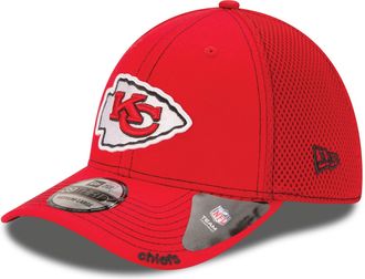 New Era Fu&szlig;ballkappe f&uuml;r Erwachsene, NFL 39Thirty Team-Farbe, Neo-Prim&auml;r-Logo, Stretch-Passform, Flex-Fu&szlig;ballkappe, Unisex, Kansas City Chiefs, L-XL