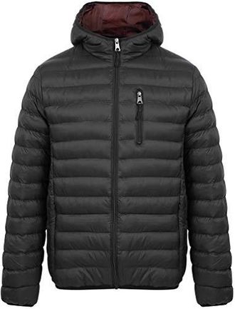Tokyo Laundry Vizzini Quilted Puffer Jacket with Hood in Jet Black / Burgundy - Tokyo Laundry - XL