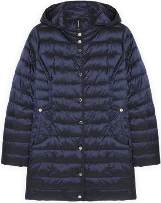 Fiorella Rubino Femme, Vestes, Bleu, Taille: 48 FR Doudoune matelass&eacute;e avec capuche amovible