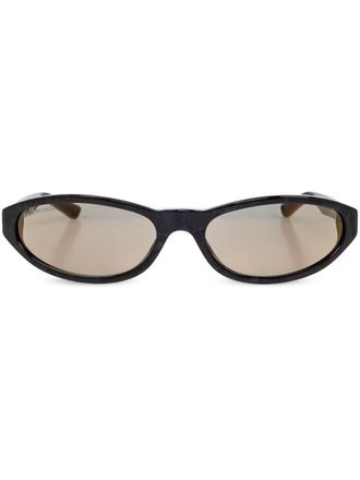 Balenciaga lunettes de soleil miroit&eacute;e Neo &agrave; monture ovale - Noir
