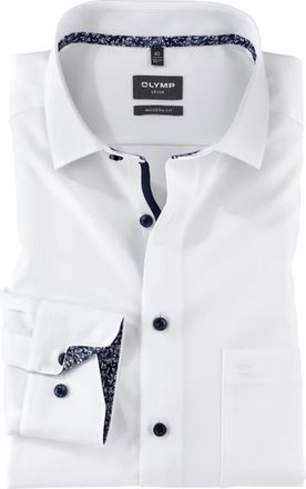 Olymp Luxor Modern Fit Langarmhemd - - Shirts - Herren - Wei&szlig; - L