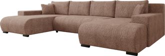 Mirjan24 Ecksofa Nojan Boucle, Eckcouch Couch mit Schlaffunktion und Bettkasten, Wohnlandschaft, U-Form Sofa mit Bettfunktion, Bouclé-Bezug (Coral 45)