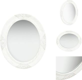 vidaXL Vidaxl - Wandspiegel im Barock-Stil 50x60 cm Weiß - Wandspiegel - Barockspiegel - Ovaler Spiegel - Vintage Spiegel - Wohnzimmerdeko