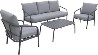 Sweeek Gartenlounge-Set aus Stahl f&uuml;r 5 Personen Anthrazit / Grau