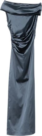 Max Mara robe drapée à épaules dénudées - Bleu