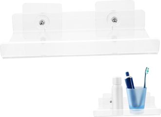 Angoily Transparentes U förmiges Acryl Wandregal Stabiles Bohrfreies Badregal für Badezimmer und Küche Selbstklebendes Modernes Aufbewahrungs Deko Organizer S