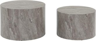 Sweeek Sweeek - Lot de 2 tables basses paros rondes effet marbre gris. tables gigognes Ø58 x h 40cm / Ø50 x h 33cm