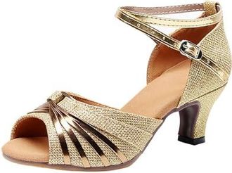 Generic Chaussures De Danse Latine Femme Bout Ouvert Latine Tango Valse Fête Sociale Salsa Bachata Ballroom Sandales De Danse Pour Femmes Petit Talon Paillett