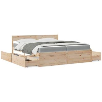 vidaXL Bett mit Schubladen und Matratze 200x200 cm Massivholz Kiefer Vidaxl