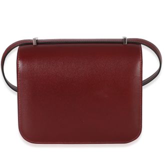 Herm&egrave;s Mens Rouge H Box Constance 18 Phw Red Leather Handbag Bag