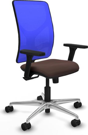 Piqueras y Crespo Neigbarer Schreibtischstuhl mit 3D-Armlehnen, h&ouml;henverstellbare Lendenwirbelst&uuml;tze, ausgestattet mit 3 Positionen und Schneideschaum, Blau/Dunkelbraun