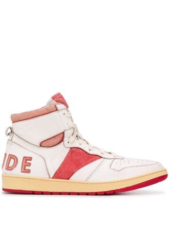 Rhude baskets montantes à logo - Blanc