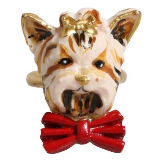 Dolce & Gabbana Femme, Accessoires, Multicolore, Taille: 51 MM Gorgeous Dog Head Ring