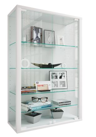 VCM Glasvitrine h&auml;ngend, Vitrine Glas mit ESG-Sicherheitsglas, Ma&szlig;e: H. 91 x B. 60 x T. 25 cm, H&auml;ngevitrine Glas, modern und platzsparend, Glas Vitrinensc