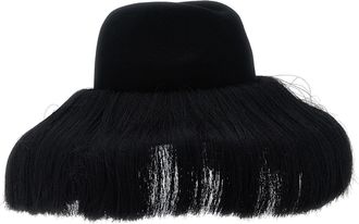 Comme Des Gar&ccedil;ons Wool Fringe Fedora - Black