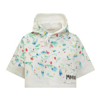 Marni Femme, Sweatshirts et sweats &agrave; capuche, Multicolore, Taille: 38 FR Floral-print Cotton Sweat &agrave; capuche