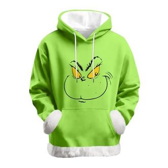 Generic Le Grinch Sweat A Capuche Femme Chaud Femmes Noël The Pilou Plaid Polaire Pull Pulls Oversize Sweet Costume Vetement Noel Hiver Adulte Christmas De De
