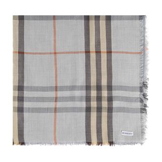 Burberry unisex, Accessoires, Gris, Taille: ONE Size Reversible Check Wool Silk Scarf