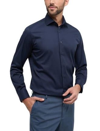 Eterna Homme Cover Shirt Modern FIT 1/1 Bleu Marine 44_H_1/1