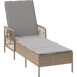 vidaXL Vidaxl - Sonnenliege mit Kissen Beige 157 x 55 x 92cm Poly-Rattan