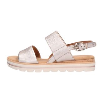 Gabor Bequeme Metallic-Sandalen mit elastischem Riemen - - Shoes - Damen - Beige - 38 1/2 EU