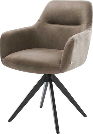 DELIFE Polsterstuhl Pejo-Flex Kreuzgestell kantig Schwarz Mikrofaser Taupe Vintage Taschenfederkern