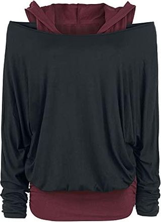 Black Premium by EMP Femme Chemise Ample Noire &agrave; Manches Longues avec Haut XL