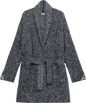 Oltre Femme, Pulls, Gris, Taille: 42/44 FR Cardigan tricot&eacute; avec ceinture