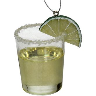 HD Collection Christbaumschmuck Glas 10,5cm - Tequila Shot mit Salzrand Aufhängen - Weihnachtsbaum Anhänger für Weihnachten - Christbaumanhänger & Weihnachtsbaumsch