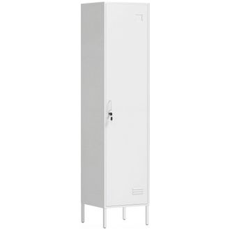 HOMCOM Slim-Umkleideschrank aus Stahl mit Schl&uuml;sselverschluss und Namensschild, platzsparender Mehrzweck-Metallschrank mit Kleiderb&uuml;gel, Ablage, f&uuml;r Zuhause 