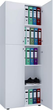 VCM Büroschrank mit 5 Fächern | moderner Aktenschrank mit Drehtüren | Maße ca. B. 70 x H. 184 x T. 40 cm - Lona 5-Fach