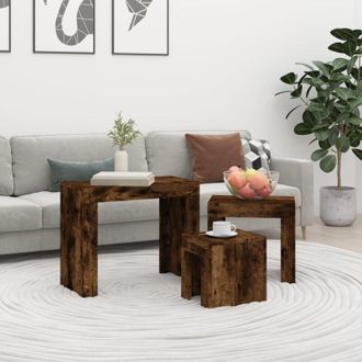 vidaXL Vidaxl - Kaffeetische 3 Stk. Stapelbar R&auml;uchereiche Holzwerkstoff