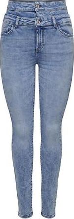 Only Onlblush Double Waistband Hw SK Ank Dot, Bleu Jeans Clair, XL x 32L Femme