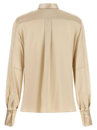 Brunello Cucinelli Stretch Silk Satin Shirt - Beige