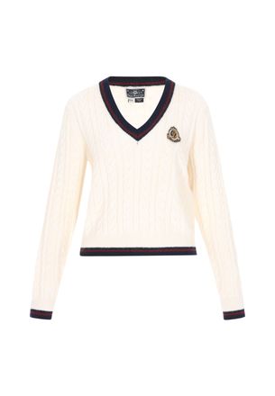 Dreimaster Dreimaster Pullover Frauen Offwhite Marineblau Weinrot